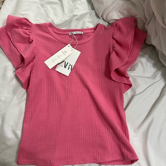 Zara | Tops | Zara New Pink Ruffle Top | Poshmark